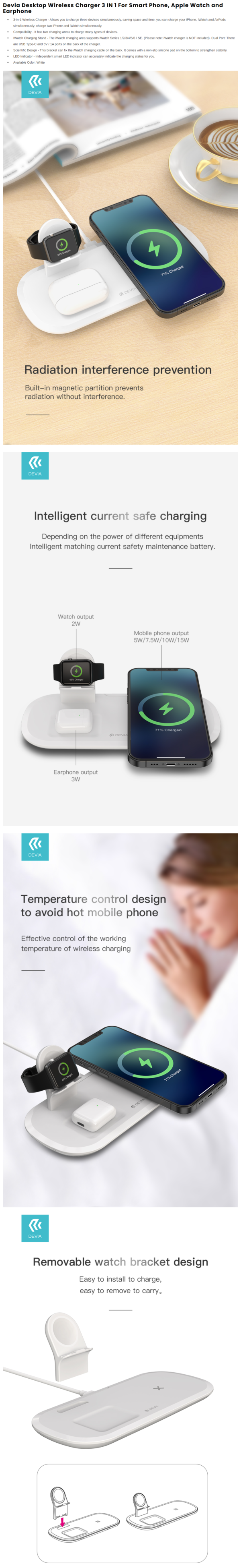Devia 15W 3 in 1 Wireless Charger